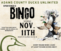 Adams County Ducks Unlimited Gun Bingo: Sat, Nov 11, 2023